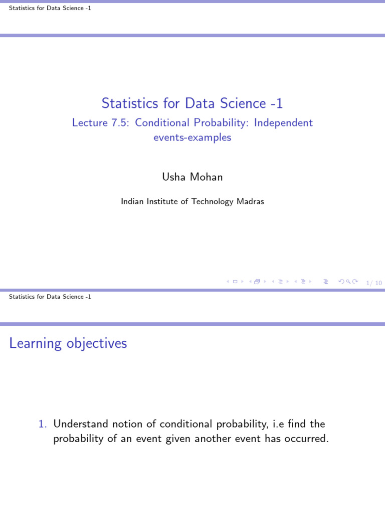 Lecture 7.5_Conditional Probability_Independent events Examples | PDF ...
