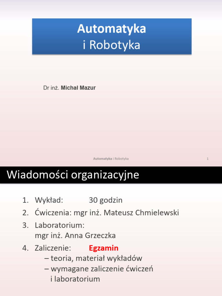 Automatyka w1 | PDF