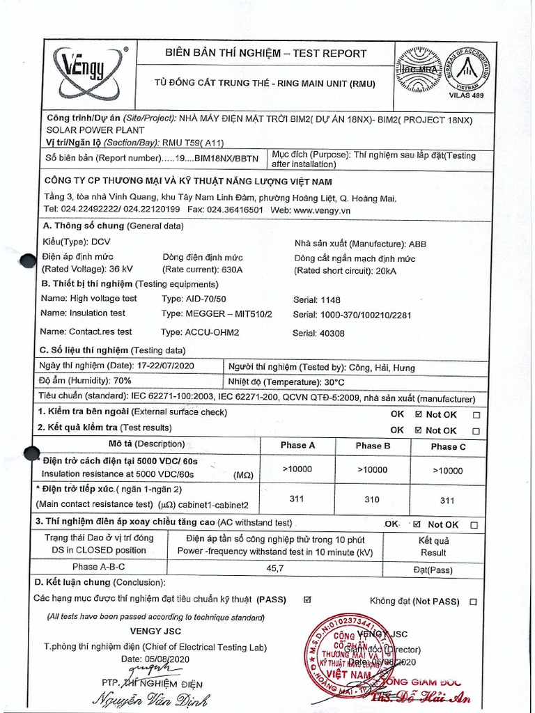 RMU Test Result | PDF