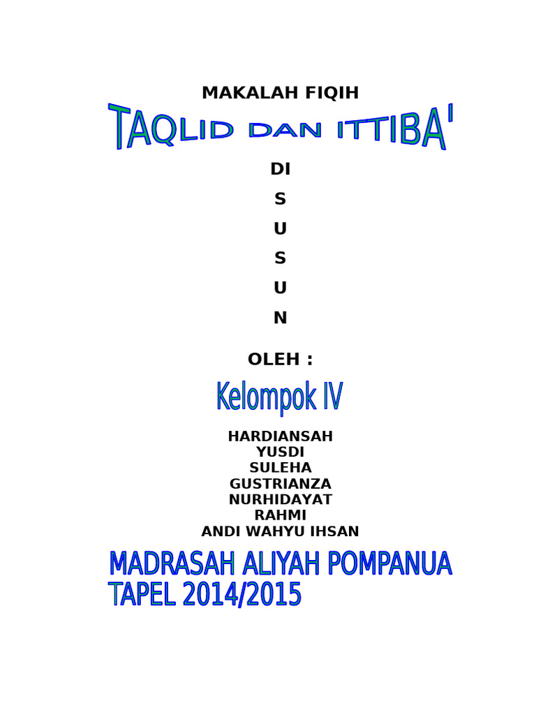 Makalah Fikih Ittiba Dan Taqlid | PDF | Karier & Perkembangan