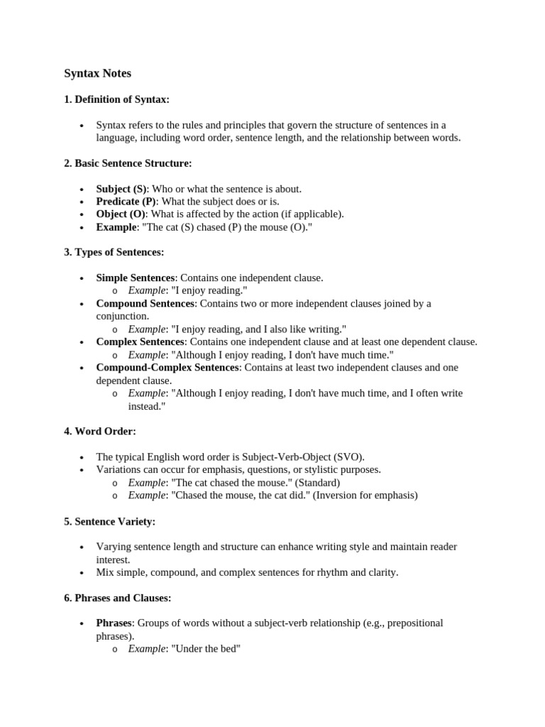 Understanding Syntax: Sentence Structure Guide | PDF | Clause | Verb