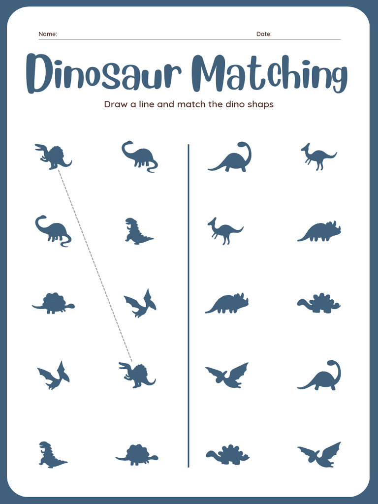 Blue Fun Dinosaur Matching Worksheet - 20240930 - 001703 - 0000 | PDF ...