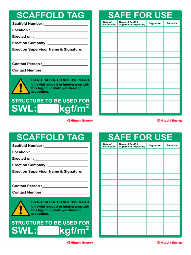 HSES-S-0052A Tag - Scaffold | PDF