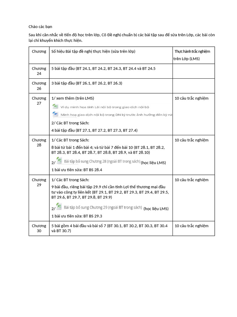 Đề nghị chuẩn bị các Bài tập KTTC.NC2 | PDF