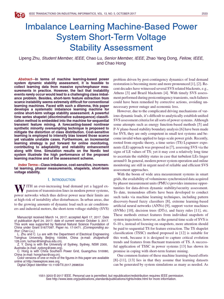 Imbalance Learning Machine-Based Power System Short-Term Voltage ...