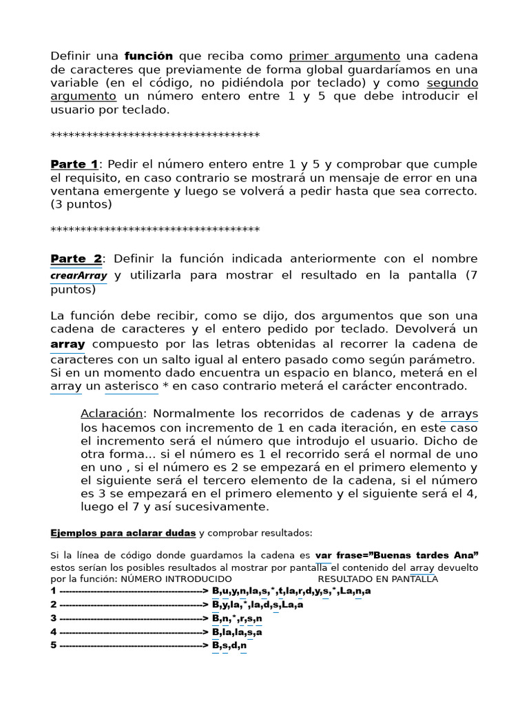 Enunciado Ejercicios JAVASCRIPT | PDF