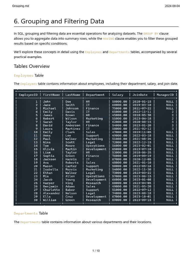 Grouping | PDF | Data | Sql