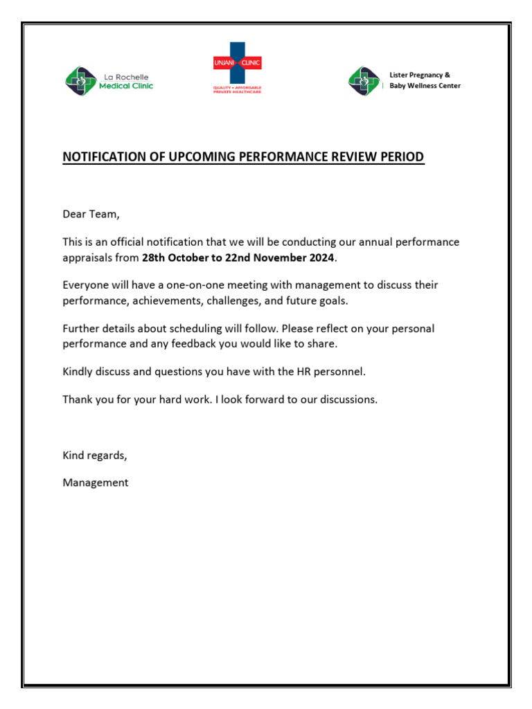 Perfomance Appraisal CLINIC NOTICE | PDF