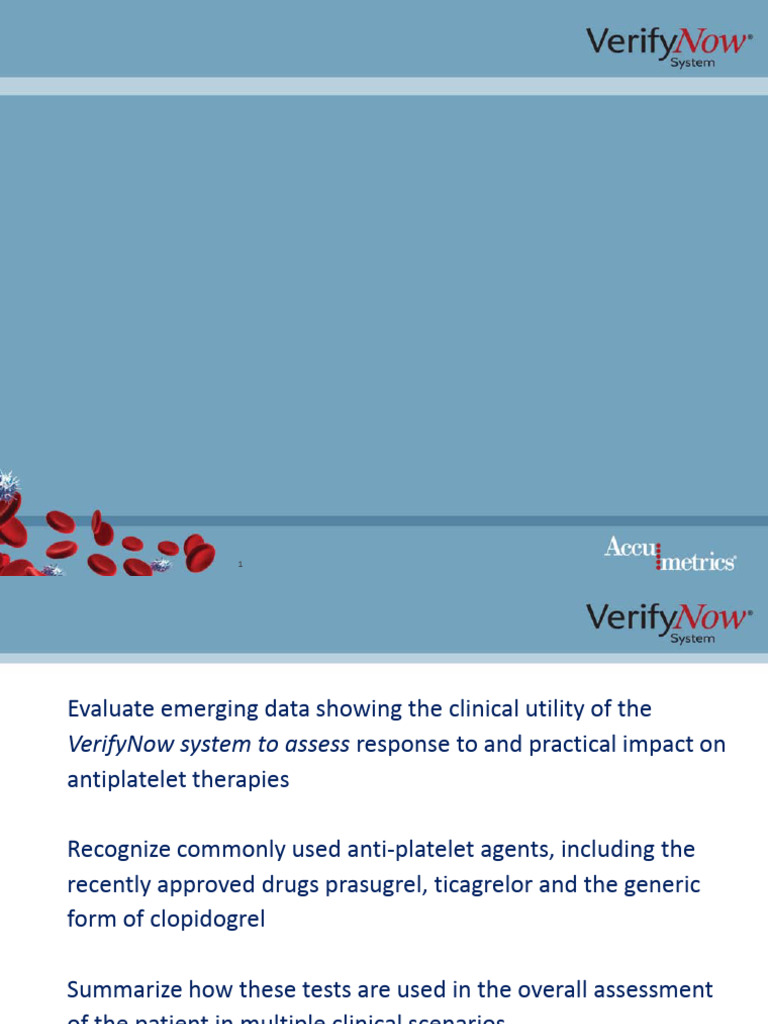 Clinical Value of The Verifynow System | PDF | Platelet | Pharmacology