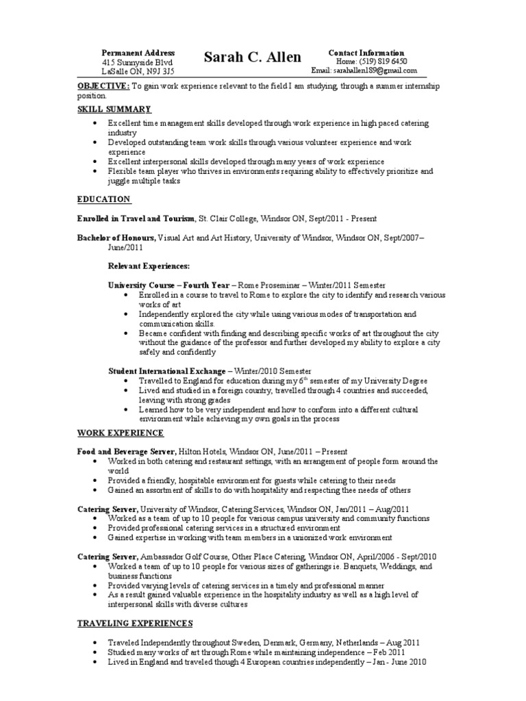Sarah's Resume | Download Free PDF | Business