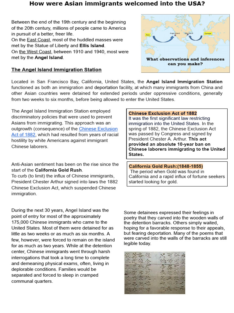 Asian Immigration via Angel Island | PDF | Immigration | Human Migration
