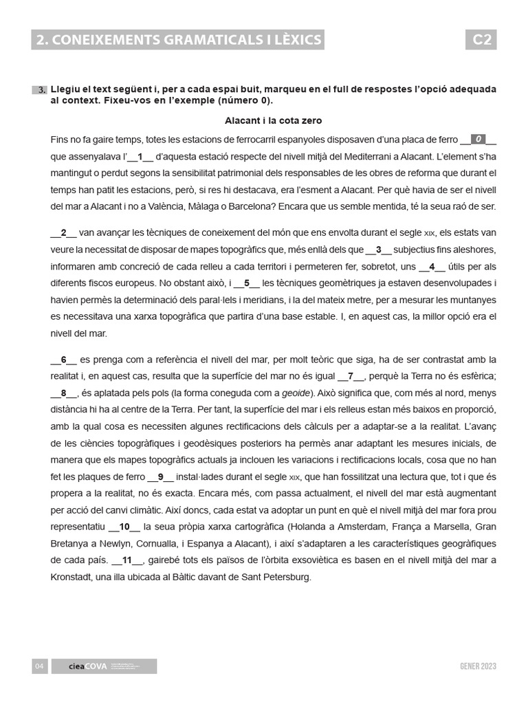 Examen CIAECOVA Gener 2022. C2 | PDF