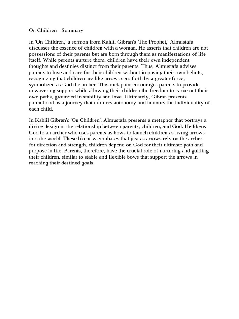 On Children Summary 1719407834 | PDF