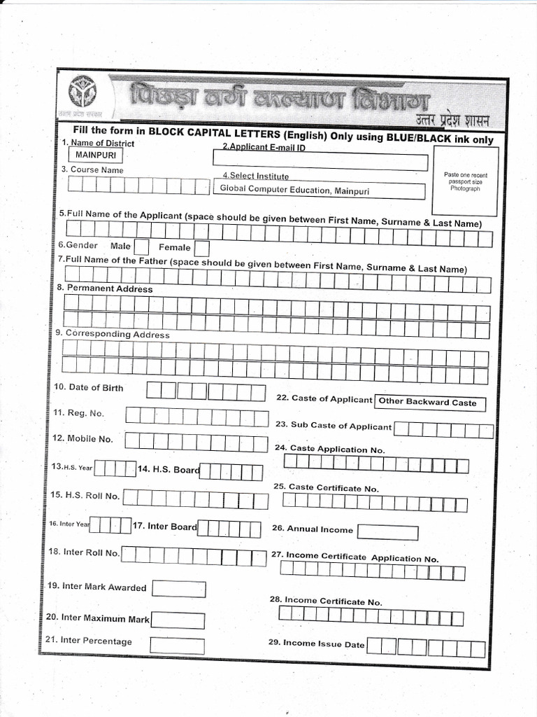 Mainpuri Application Form Instructions | PDF