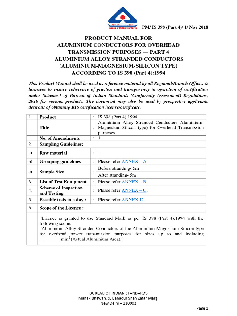 Product Manual Is 398 Part 4 | PDF | Wire | Electrical Resistance And ...