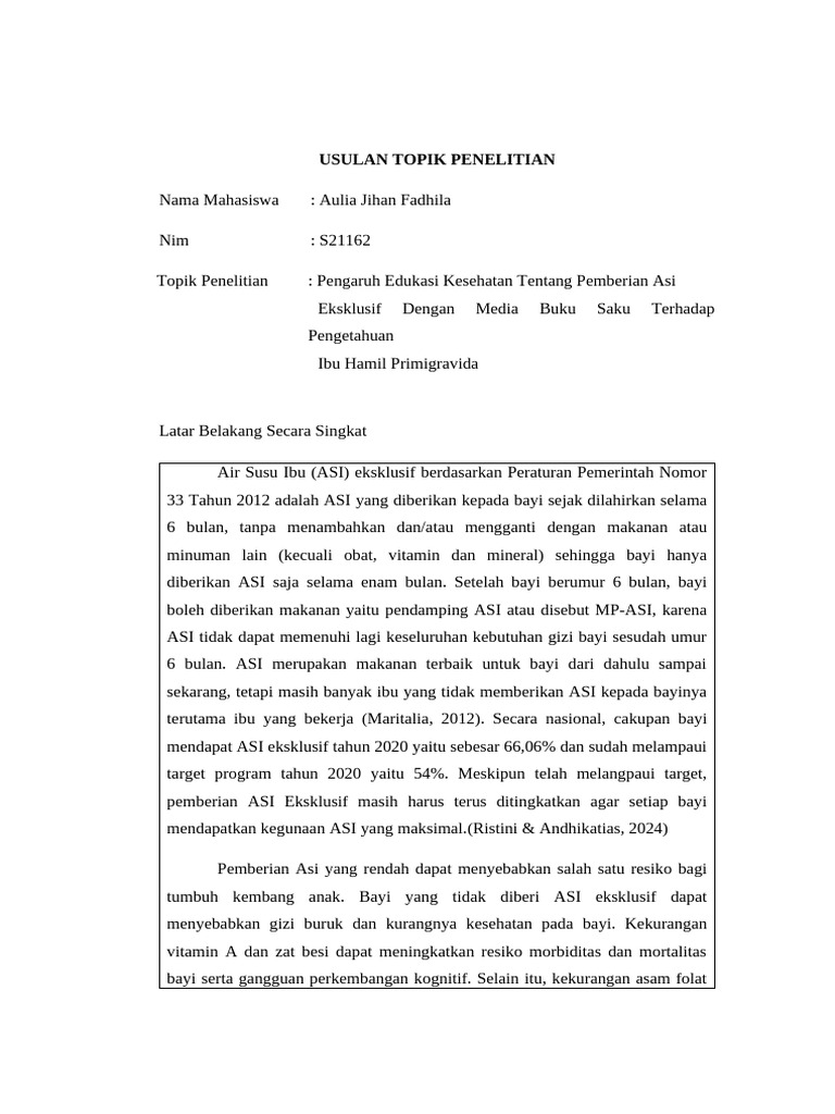 S21162 - Usulan Topik Penelitian - Aulia Jihan Fadhila | PDF