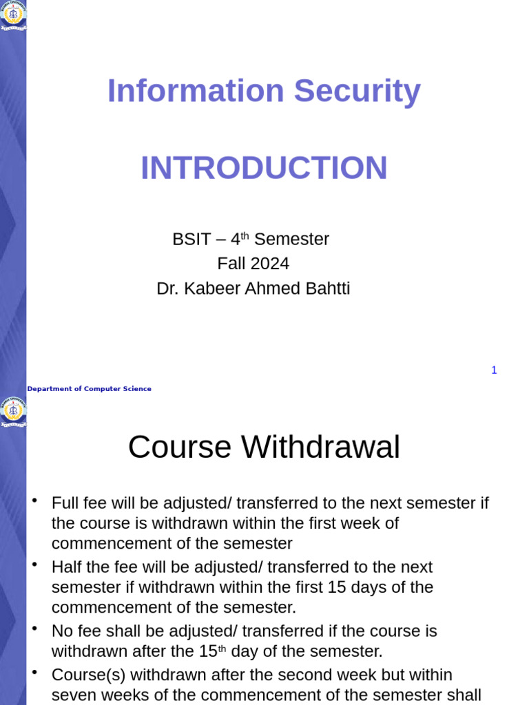 Information Security Course Overview | PDF | Security | Computer Security