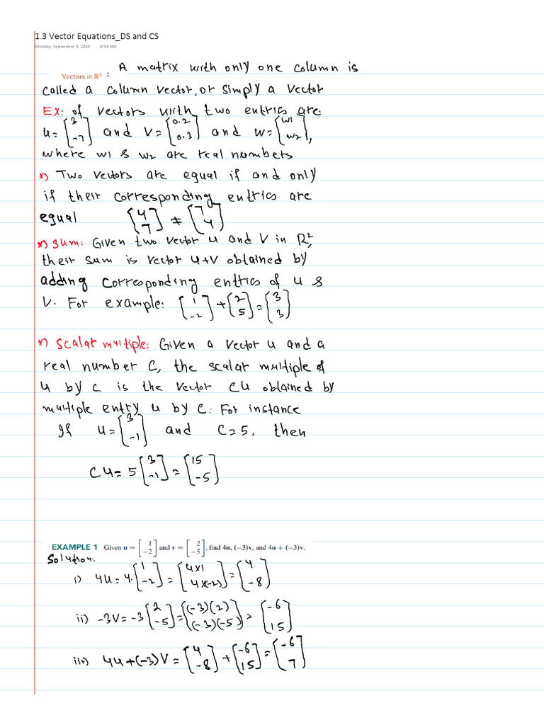 1.3 Vector Equations | PDF