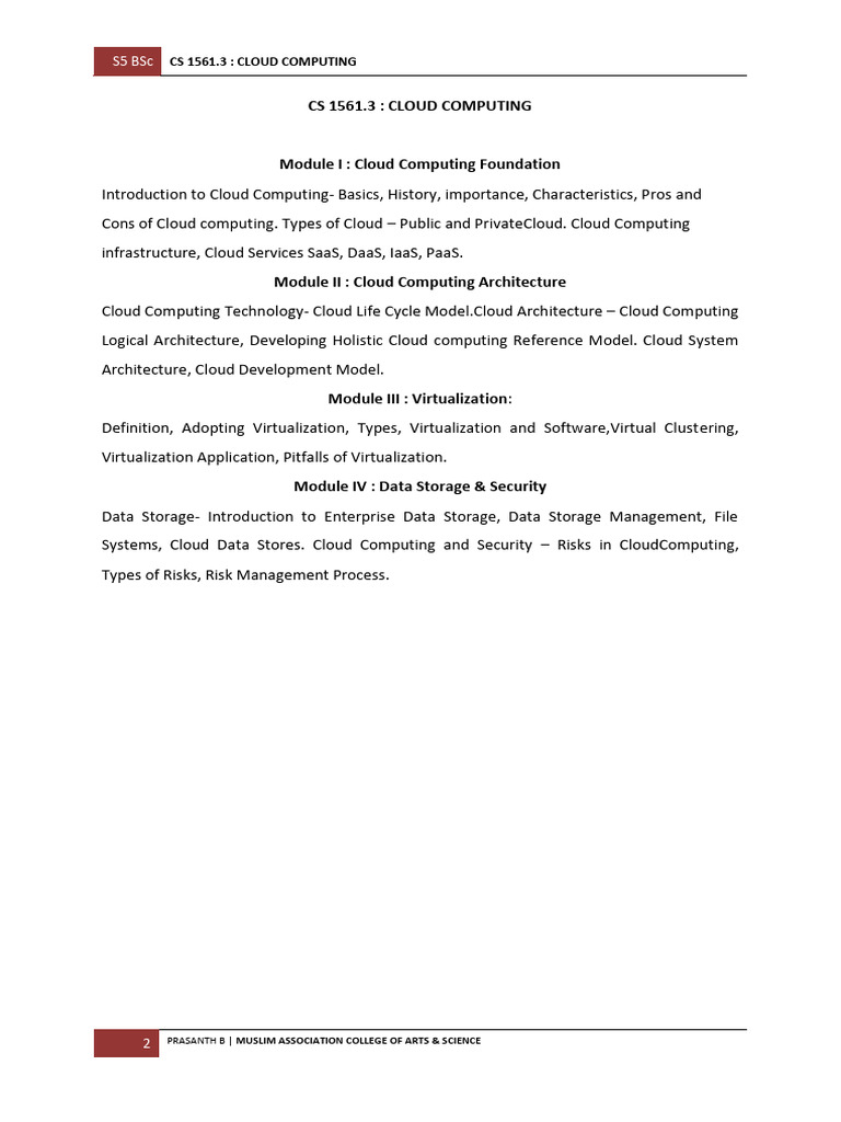 Cloud Computing Course Overview | PDF | Cloud Computing | Virtualization