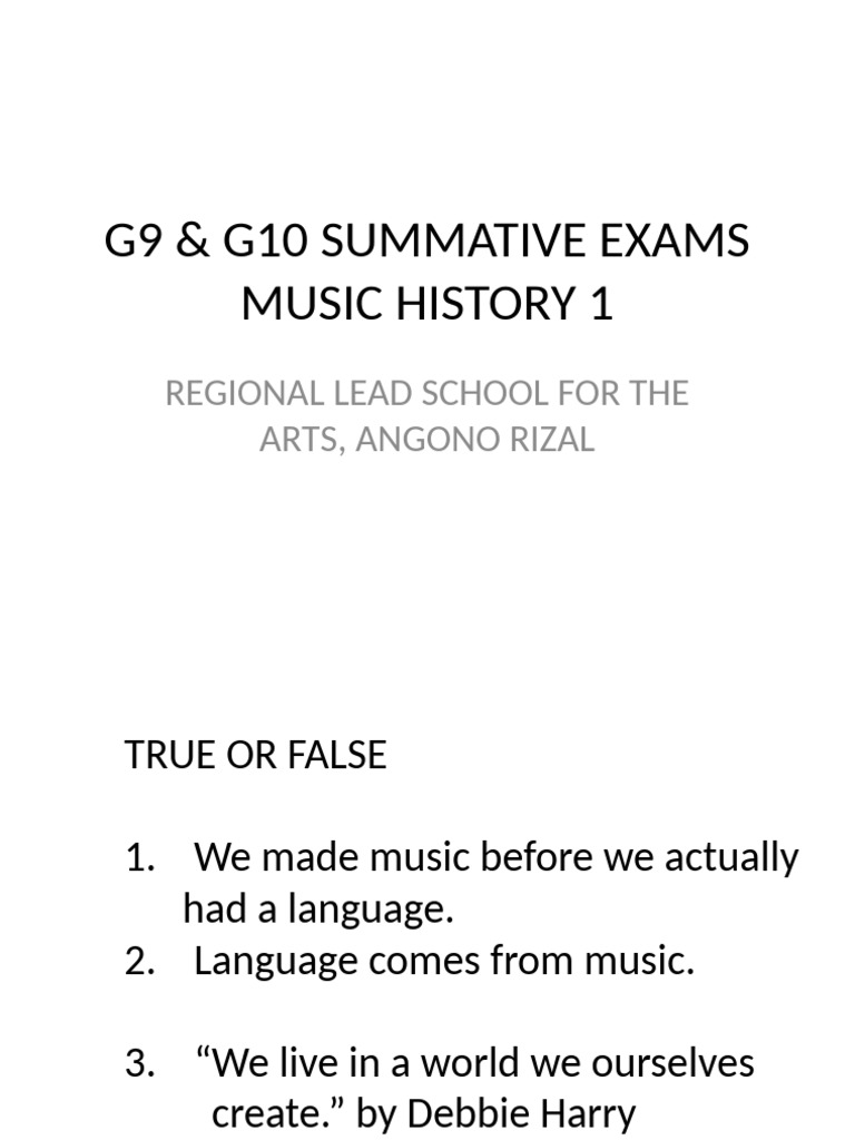 G9 G10 Mus His Exam 1 | PDF