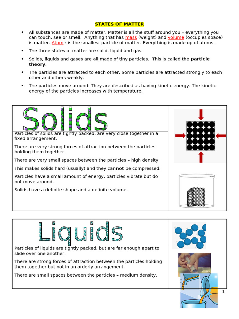 3 STATES OF MATTER workbook - ANSWERS | PDF | Gases | Plasma (Physics)
