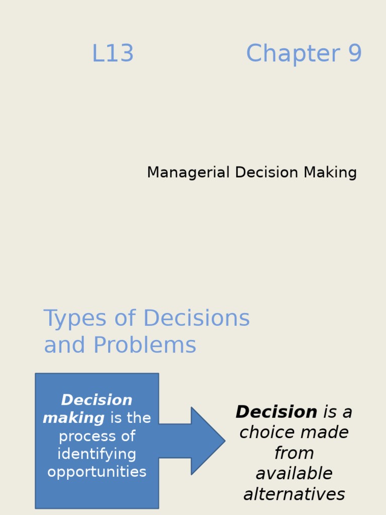 w7 c9 L13&14 Decision Making | PDF | Decision Making | Rationality