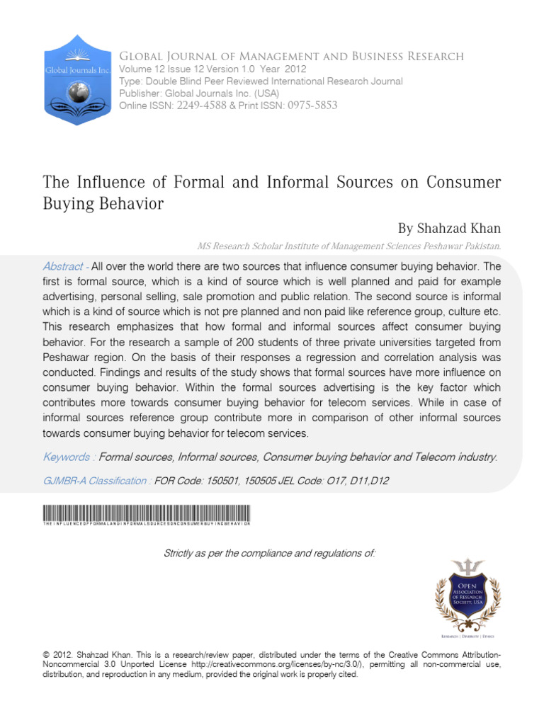 1 The Influence of Formal and Informal | PDF | Behavior