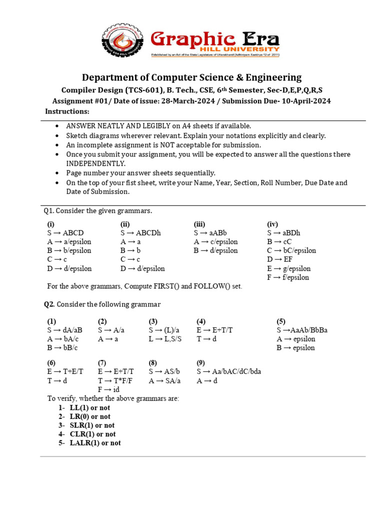 Compiler Design Assignment Overview | PDF | Mathematical Logic ...