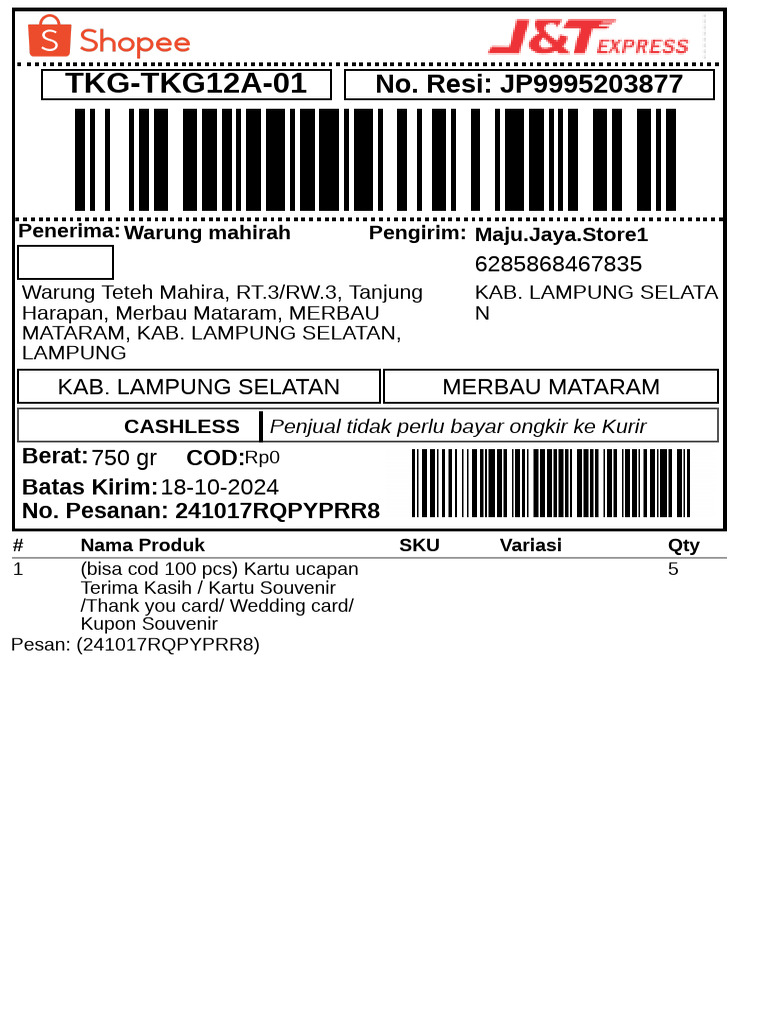 TKG-TKG12A-01: No. Resi: JP9995203877 | PDF