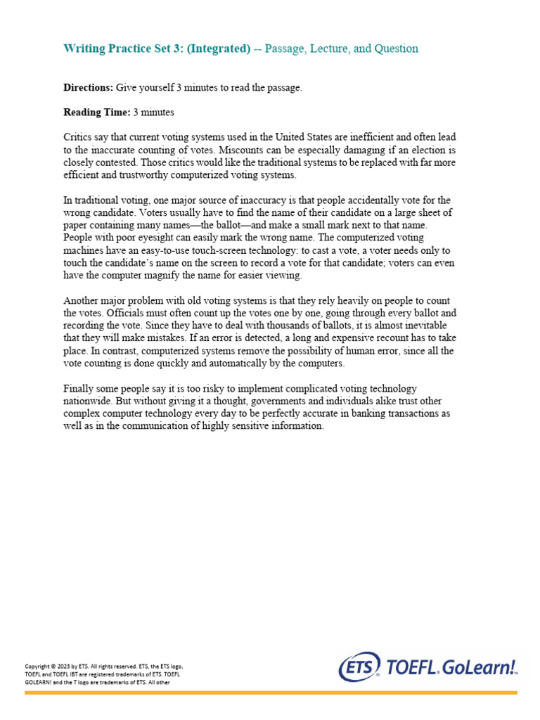 Toefl Ibt Writing Practice | PDF | Human Communication