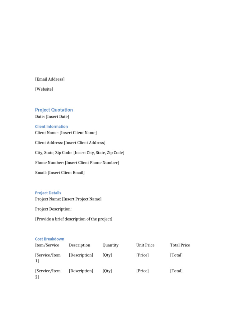 Project Quotation Template for Clients | PDF