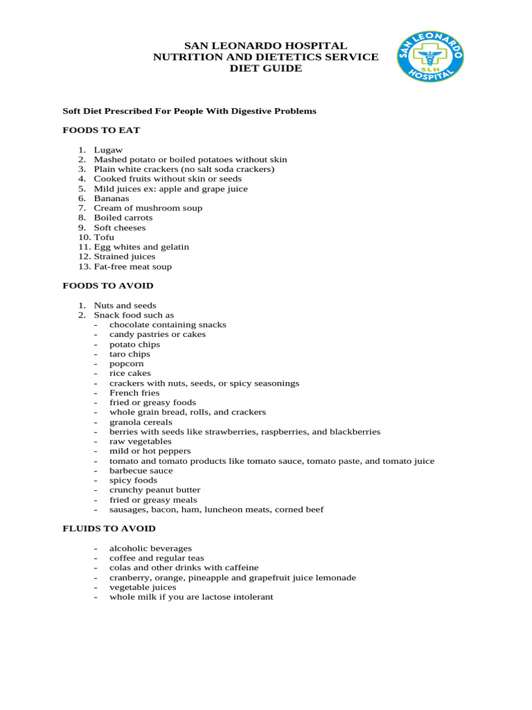 Soft Diet | PDF