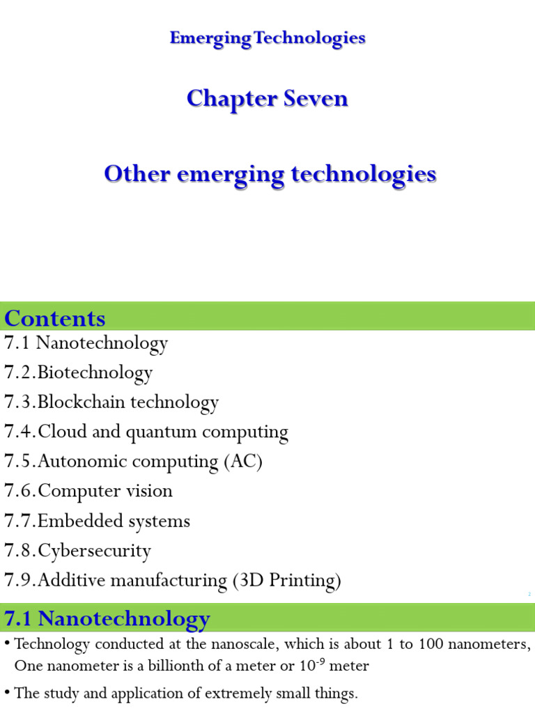 Emerging Chapter 7-Other Emerging Technologies | PDF | Cloud Computing | Nanotechnology