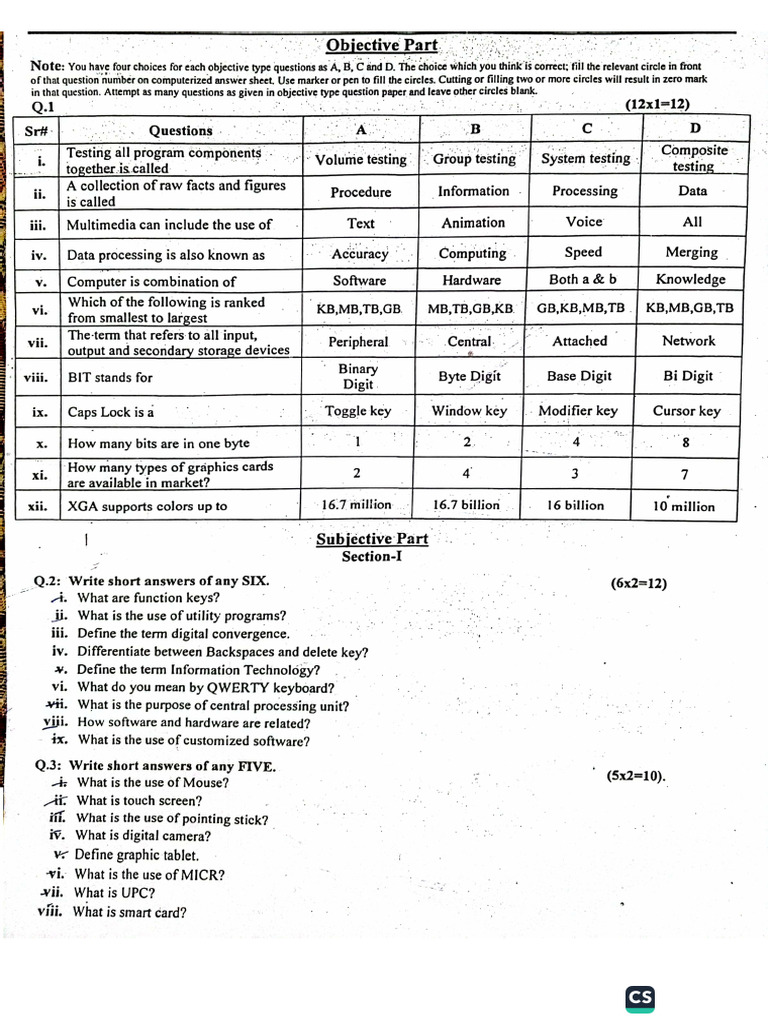 Computer Science Practice Test Paper | PDF | Technology & Engineering