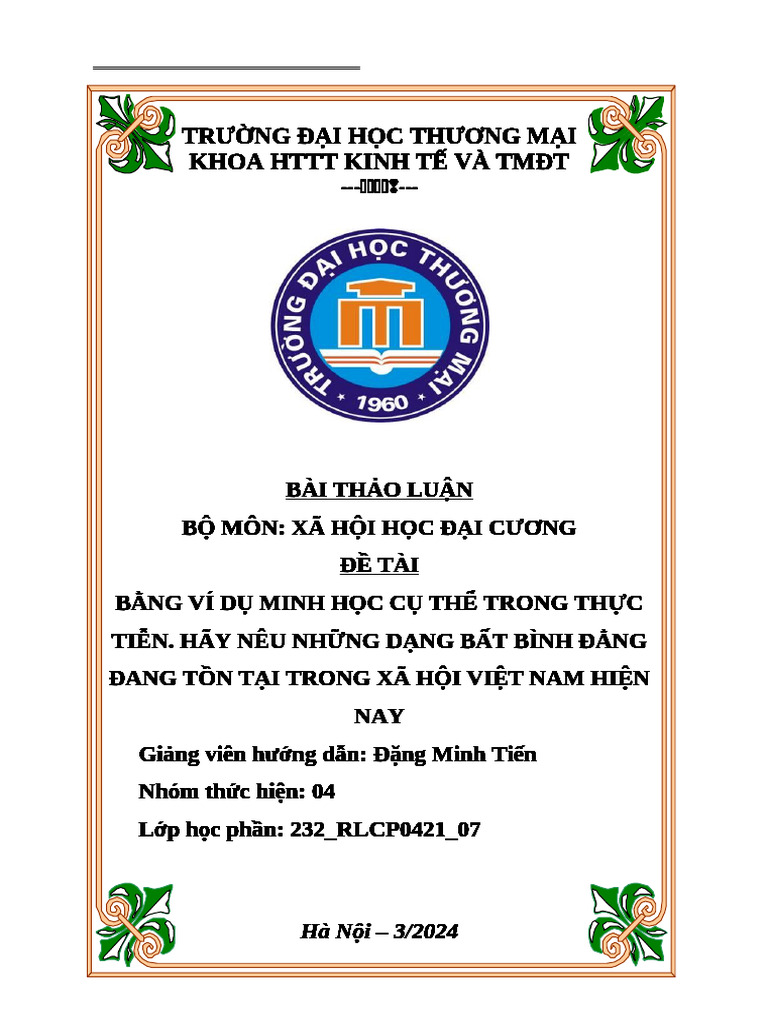 Bài thảo luận XHH - Final | PDF