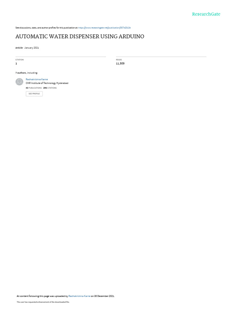 Automatic Water Dispenser Using Arduino: January 2021 | PDF | Relay ...