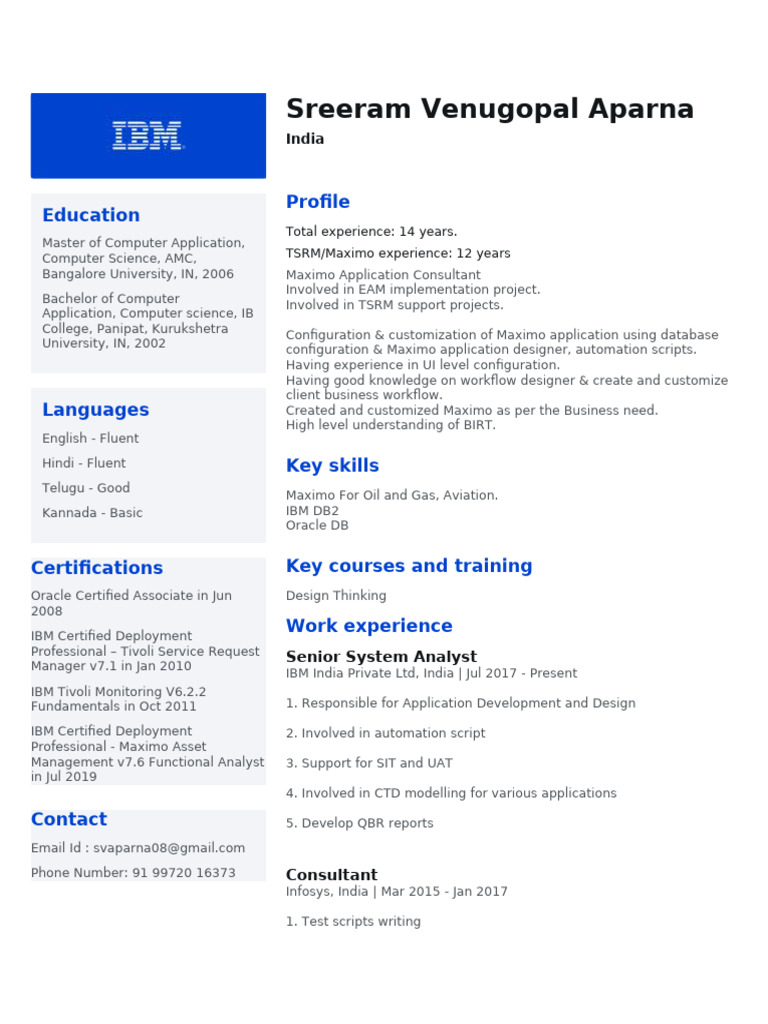 Sreeram Venugopal Aparna CV - 15102024 | PDF | Bp | Petroleum