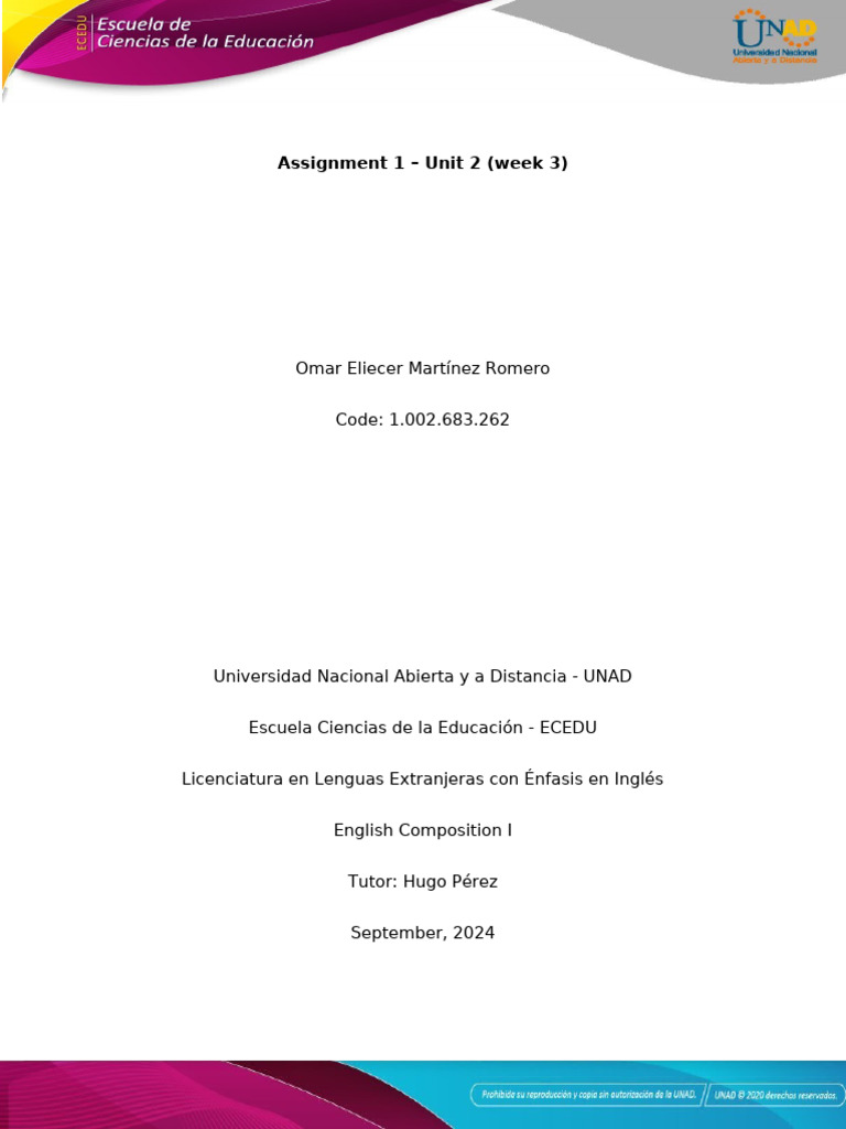 Assignment 2 - Unit 2 - Omar Martínez Romero | PDF | Foreign Language Studies
