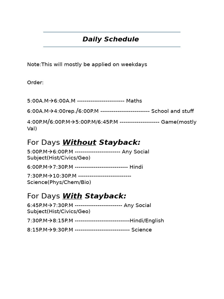 Daily Schedule | PDF