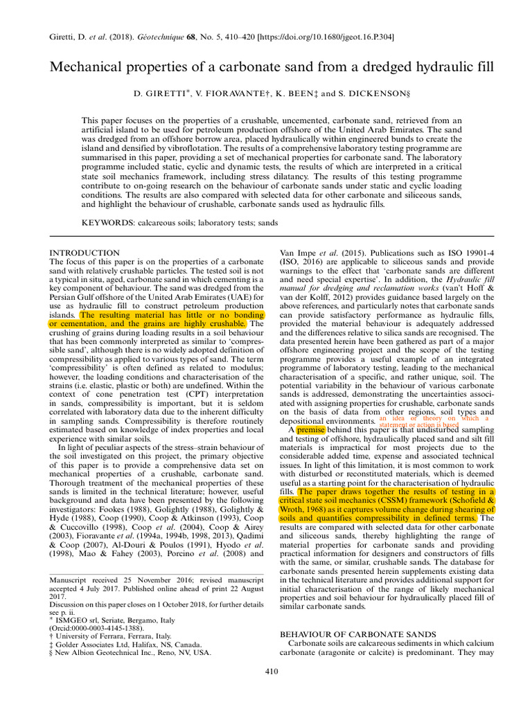 Giretti-2018-Mechanical-properties-of-a-carbon | PDF | Sand | Limestone