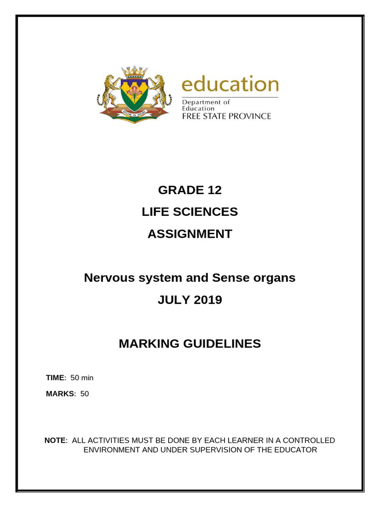 LS_Gr_12_Assignment_Memo_1563797627 | PDF | Anatomy | Human Anatomy
