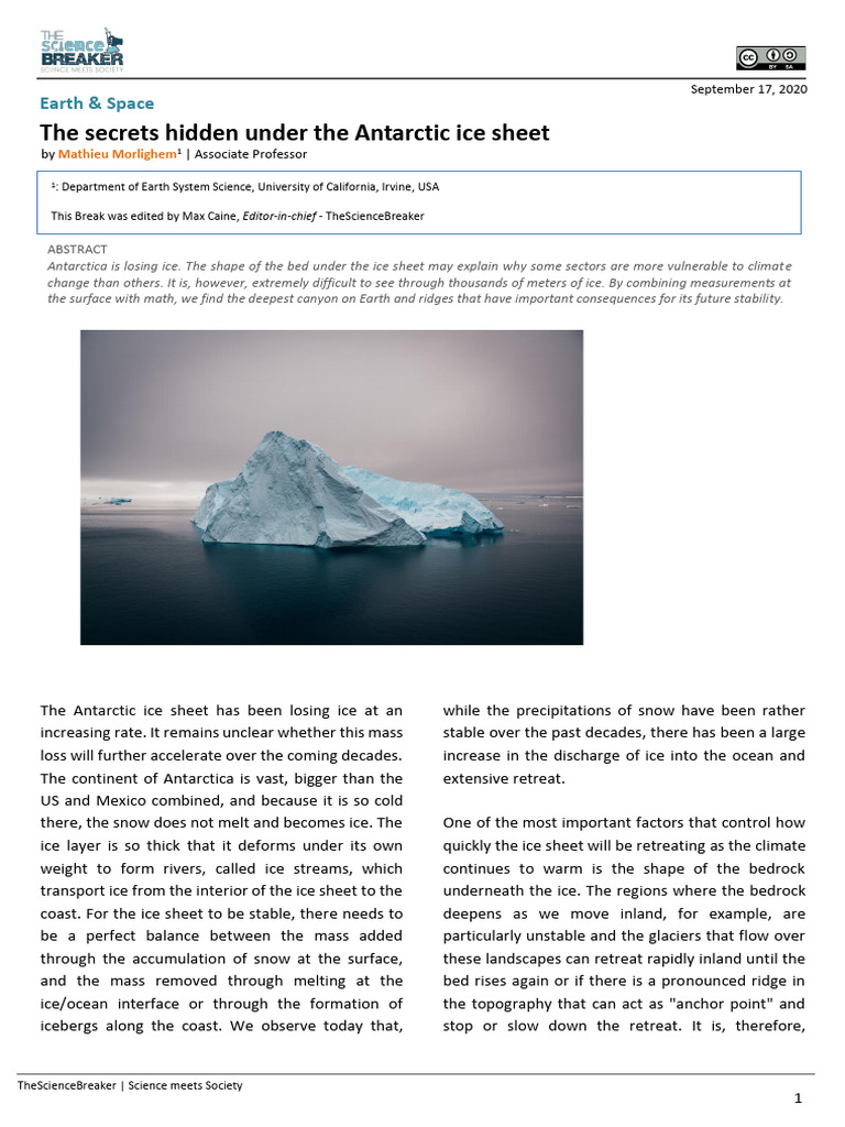 The Secrets Hidden Under The Antarctic Ice Sheet | PDF | Antarctica ...