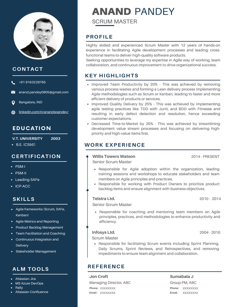Scrum Master Resume Template | PDF | Scrum (Software Development) | Agile Software Development