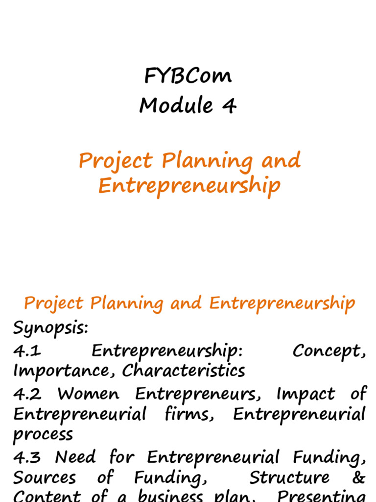Project Planning in Entrepreneurship | PDF | Entrepreneurship ...