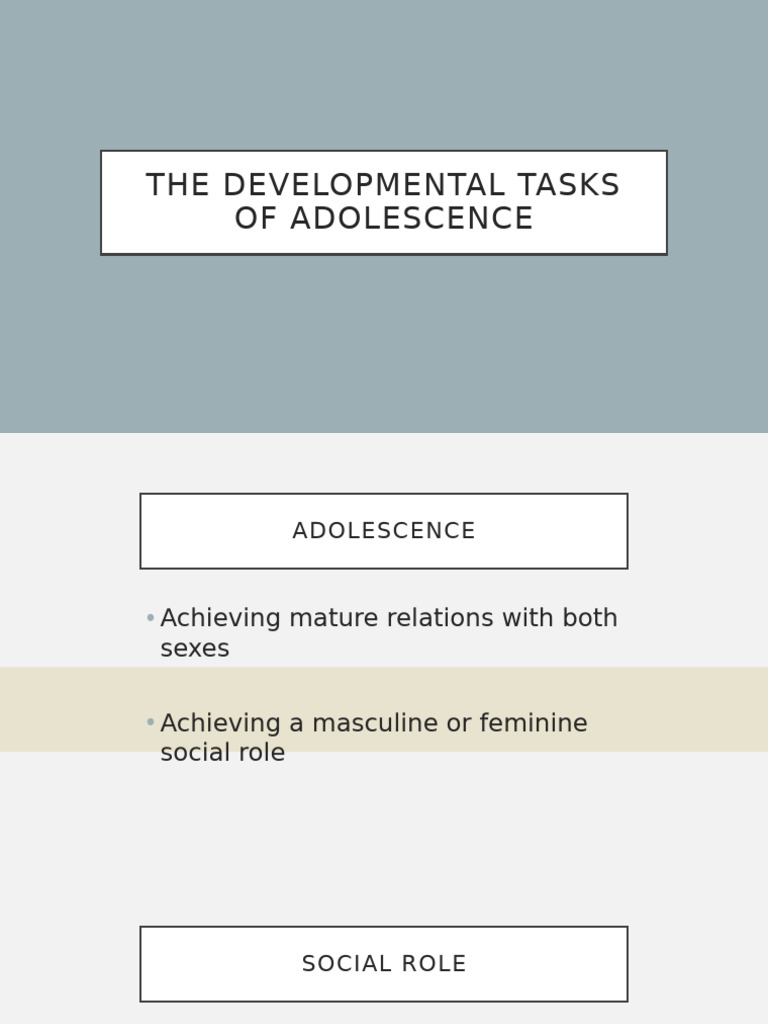 Adolescent Development Tasks | PDF | Lifestyle