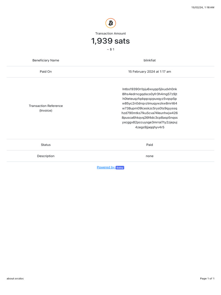 Bitcoin Transaction Receipt | PDF