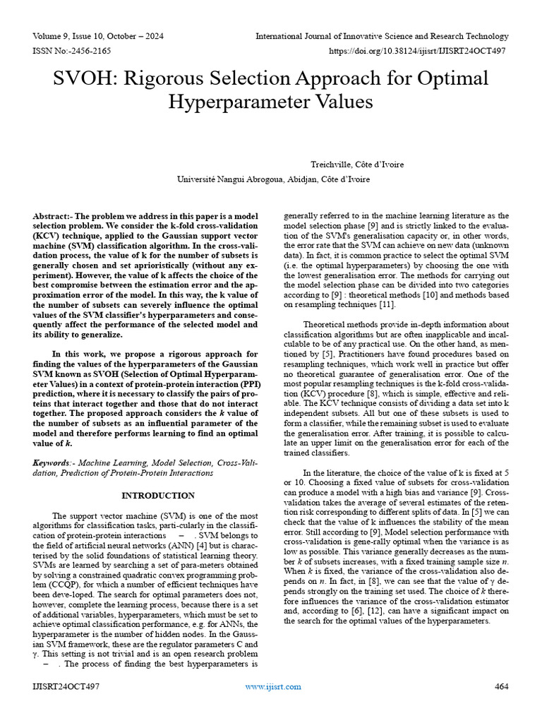 Optimal Hyperparameter Selection in SVM | PDF | Support Vector Machine | Cross Validation ...