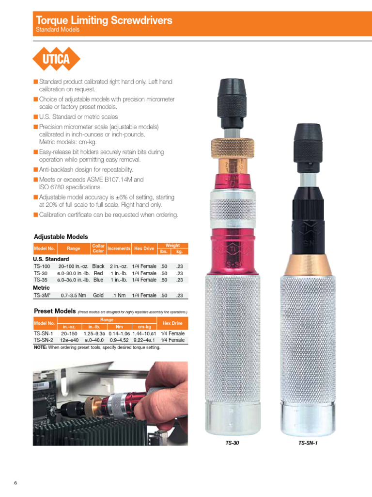 Torque Limiting Screwdrivers Overview | PDF