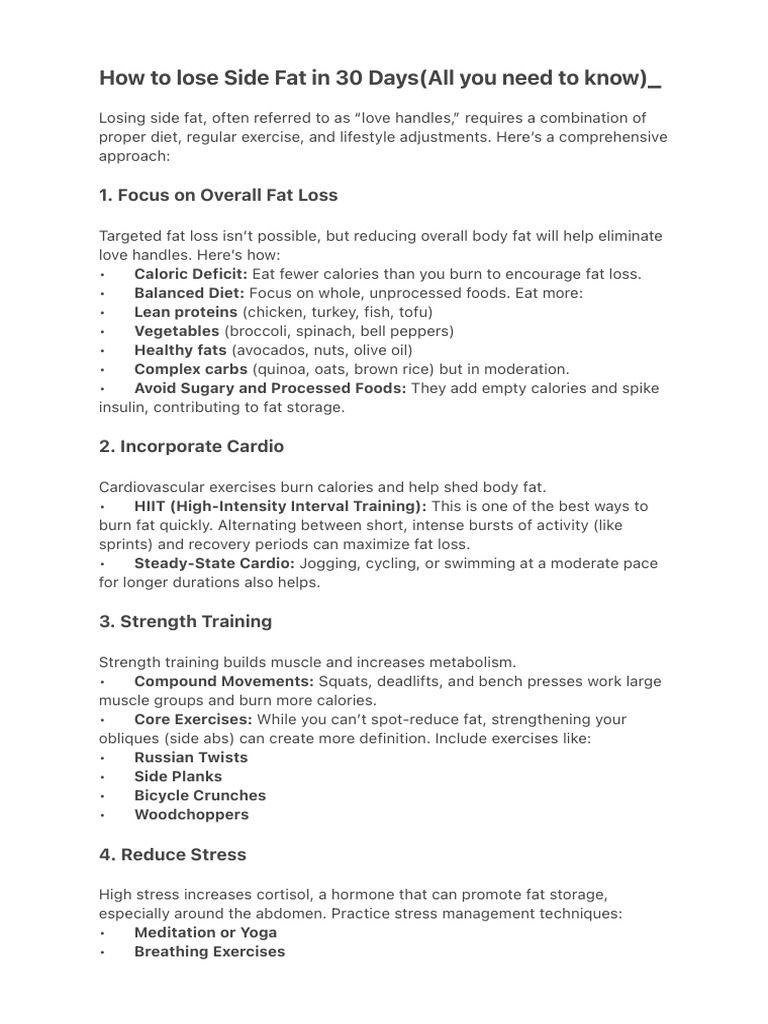 How To Lose Side Fat in 30 Days (All You Need To Know) | PDF | Fat ...