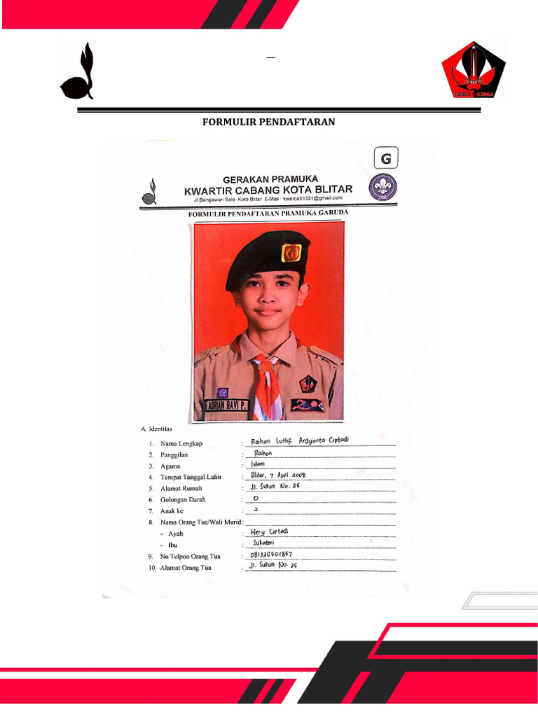 Formulir Pendaftaran Raihan | PDF